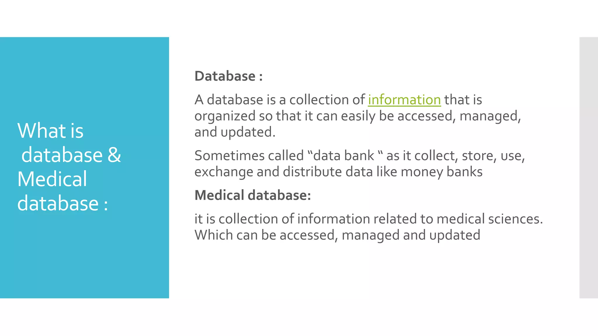 Medical database | PPTX