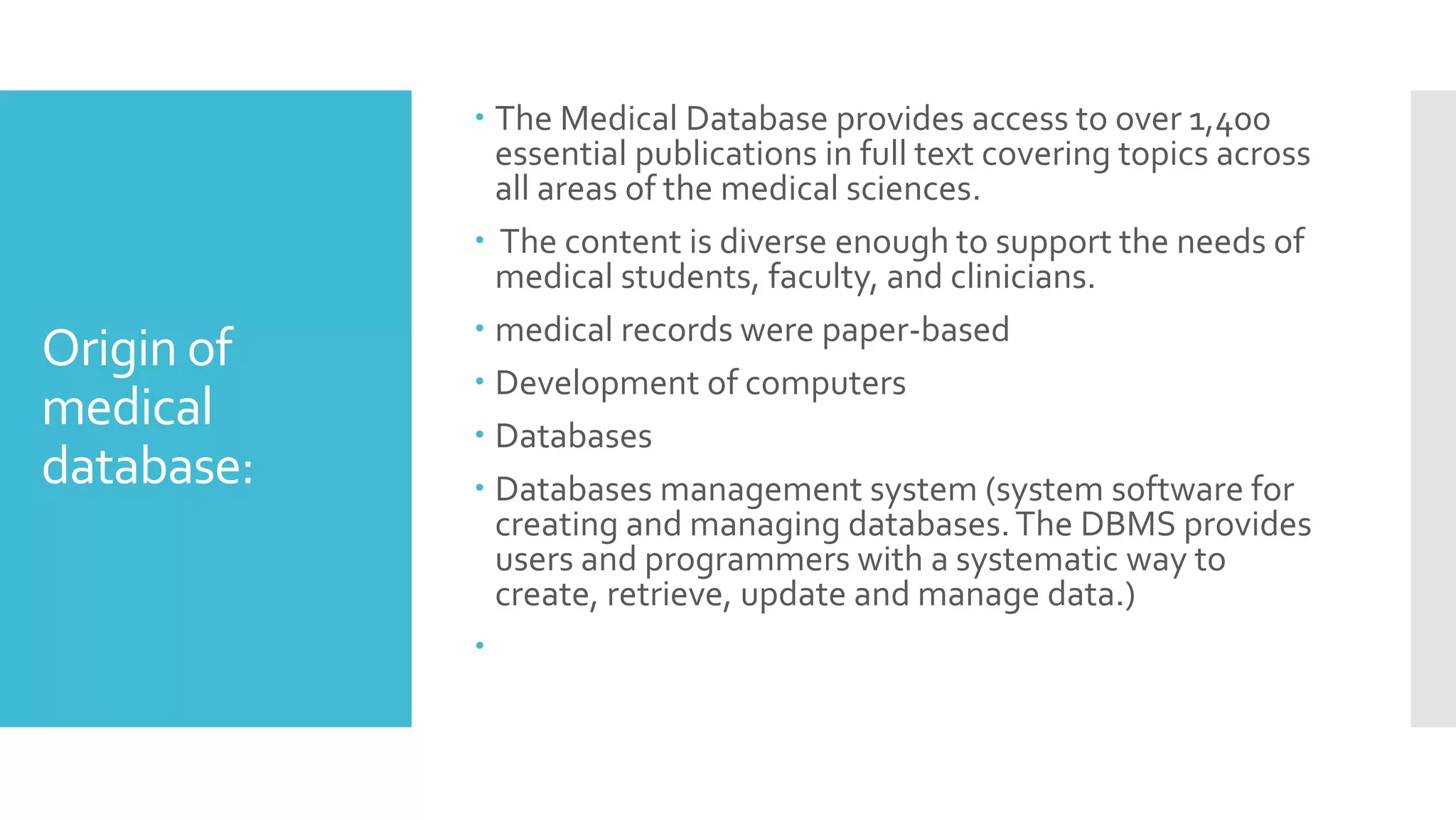 Medical database | PPTX