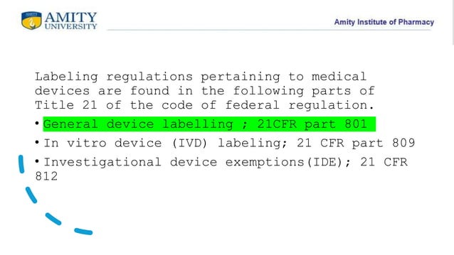 (IDE)and(IVD),QMS,21 CFR part820 , 801) | PPTX