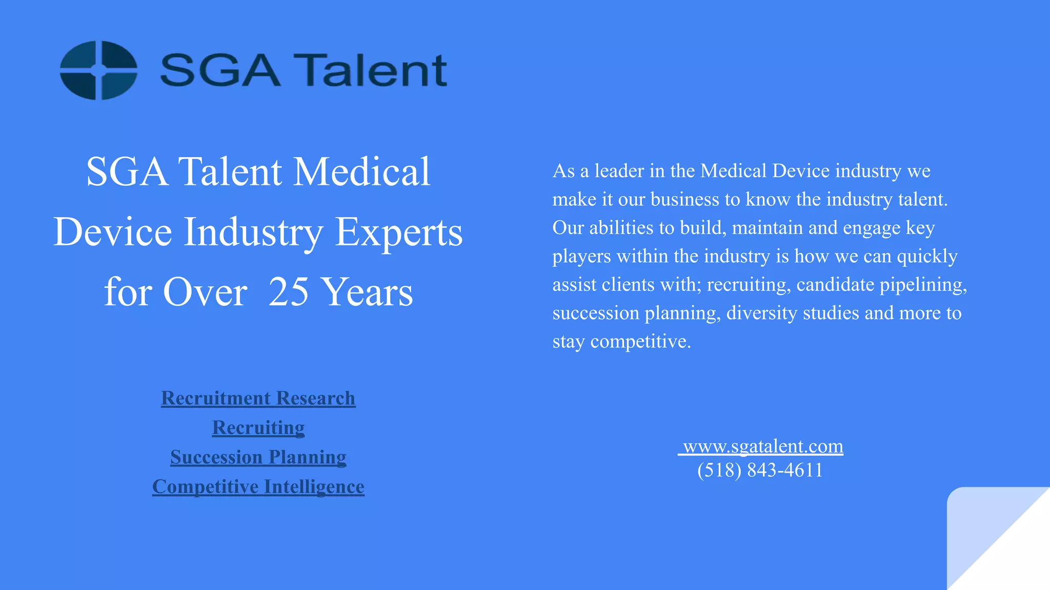 SGA Talent Presents The Key Players In The Medical Device Industry | PPT
