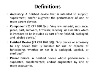 Medical device accessories – describing accessories and classification ...
