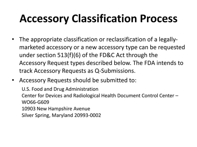 Medical device accessories – describing accessories and classification ...
