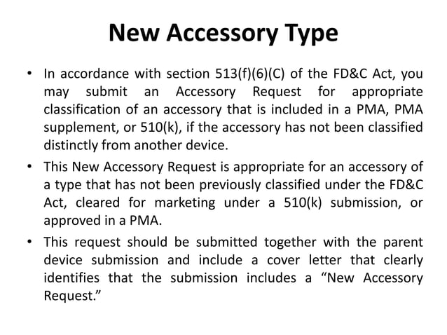 Medical device accessories – describing accessories and classification ...
