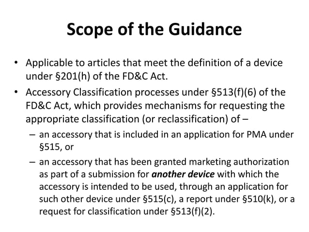 Medical device accessories – describing accessories and classification ...