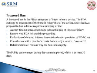 Medical Device Ban in USFDA | PPTX