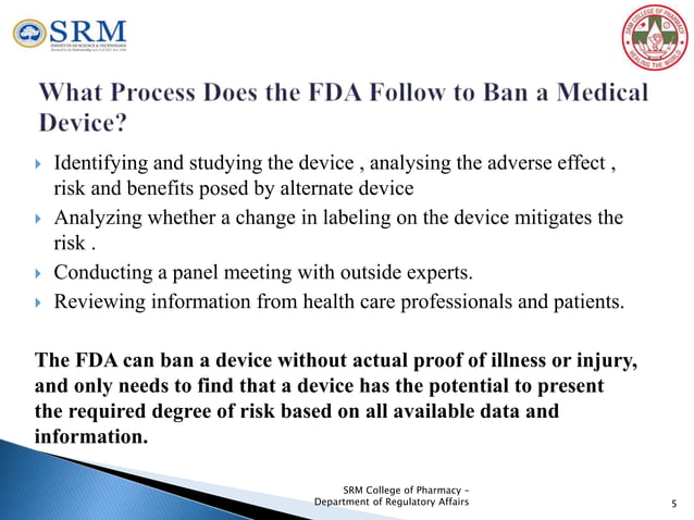 Medical Device Ban in USFDA | PPTX