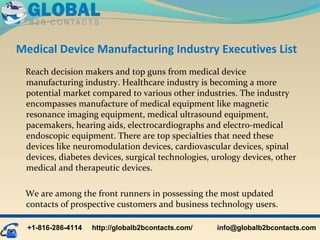 Medical device manufacturing Industry Email/Mailing list- Global B2B ...