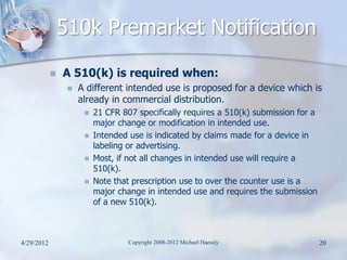 Medical Device Regulations - 510(k) Process | PPTX
