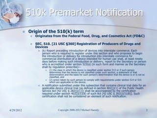 Medical Device Regulations - 510(k) Process | PPTX