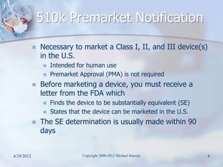 Medical Device Regulations - 510(k) Process | PPTX