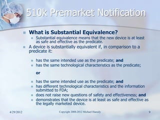 Medical Device Regulations - 510(k) Process | PPTX