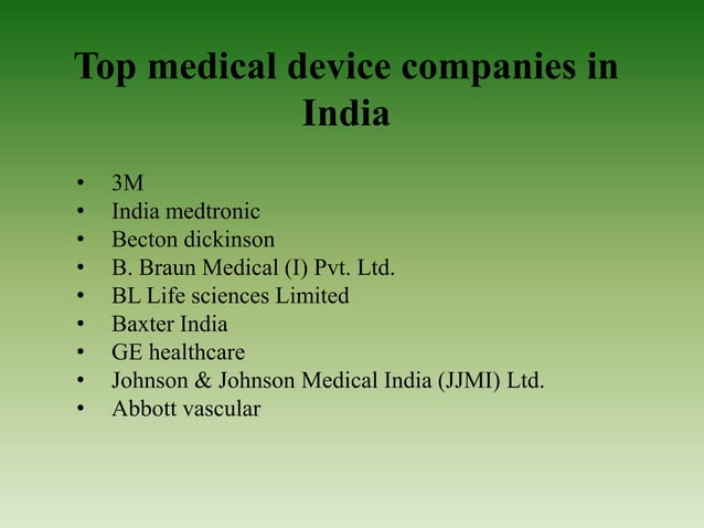 Medical device market (India) | PPTX