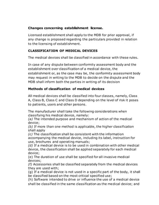 Medical devices rules 2015 (summary) | DOCX