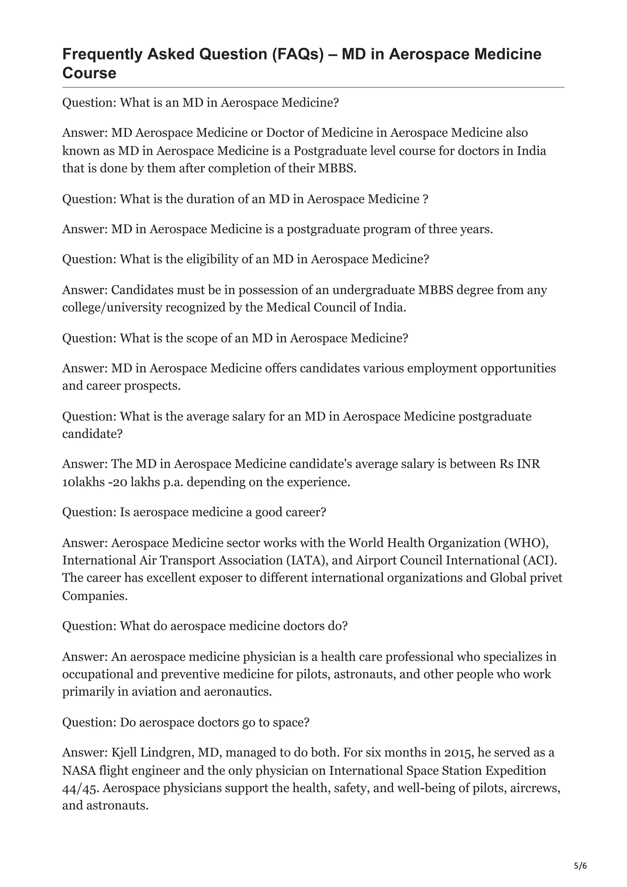 MD Aerospace Medicine | PDF
