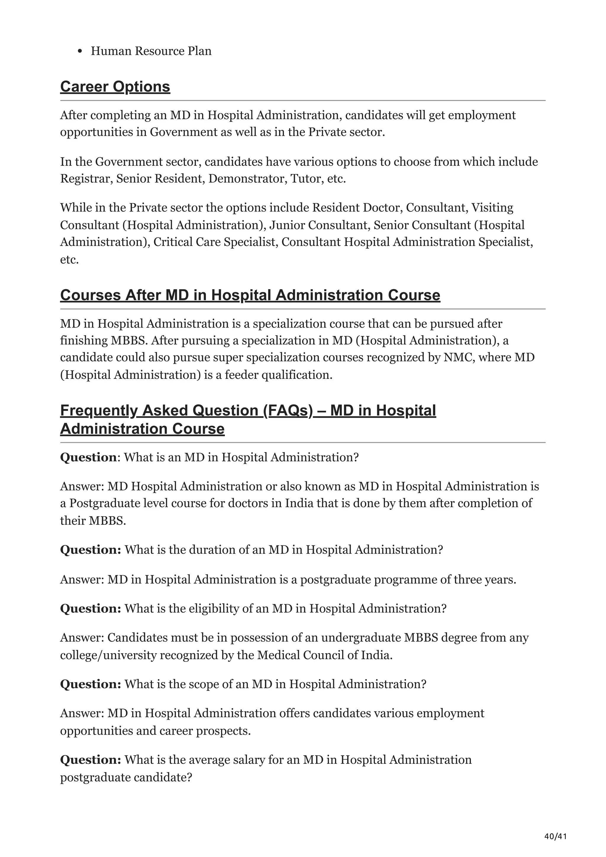 MD Hospital Administration | PDF | Postgraduate Education | College ...