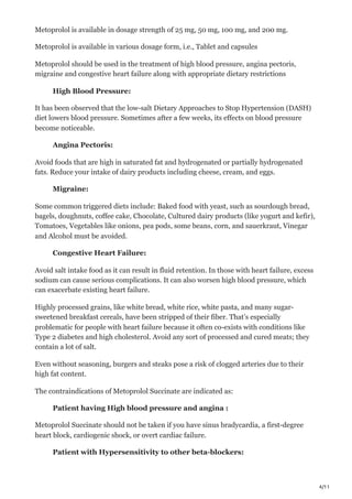 Metoprolol Succinate: Uses, Dosage , Side effects. | PDF