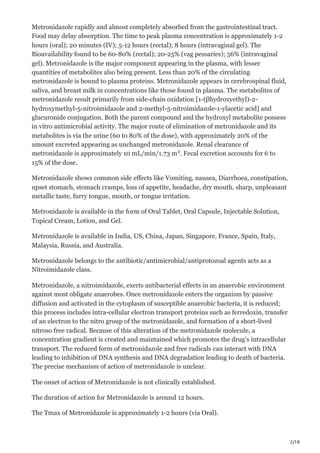 Metronidazole: Indication, Uses, Dosage | PDF