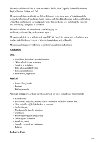 Metronidazole: Indication, Uses, Dosage | PDF