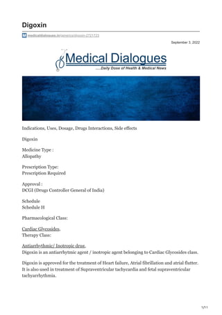 Digoxin: Indications, Uses, Dosage | PDF