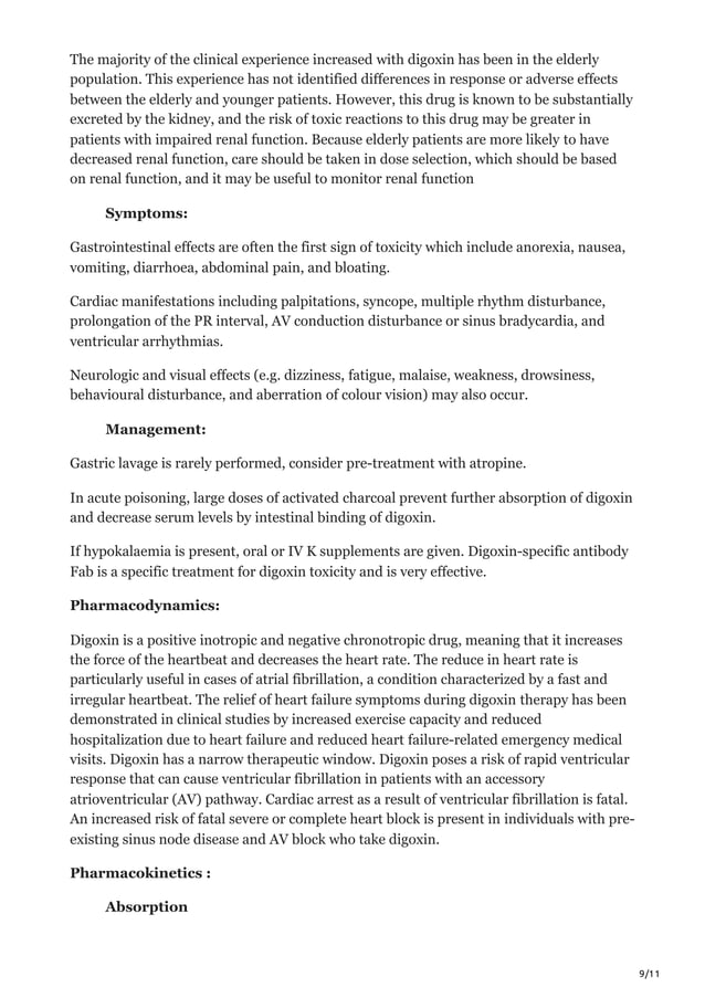 Digoxin: Indications, Uses, Dosage | PDF