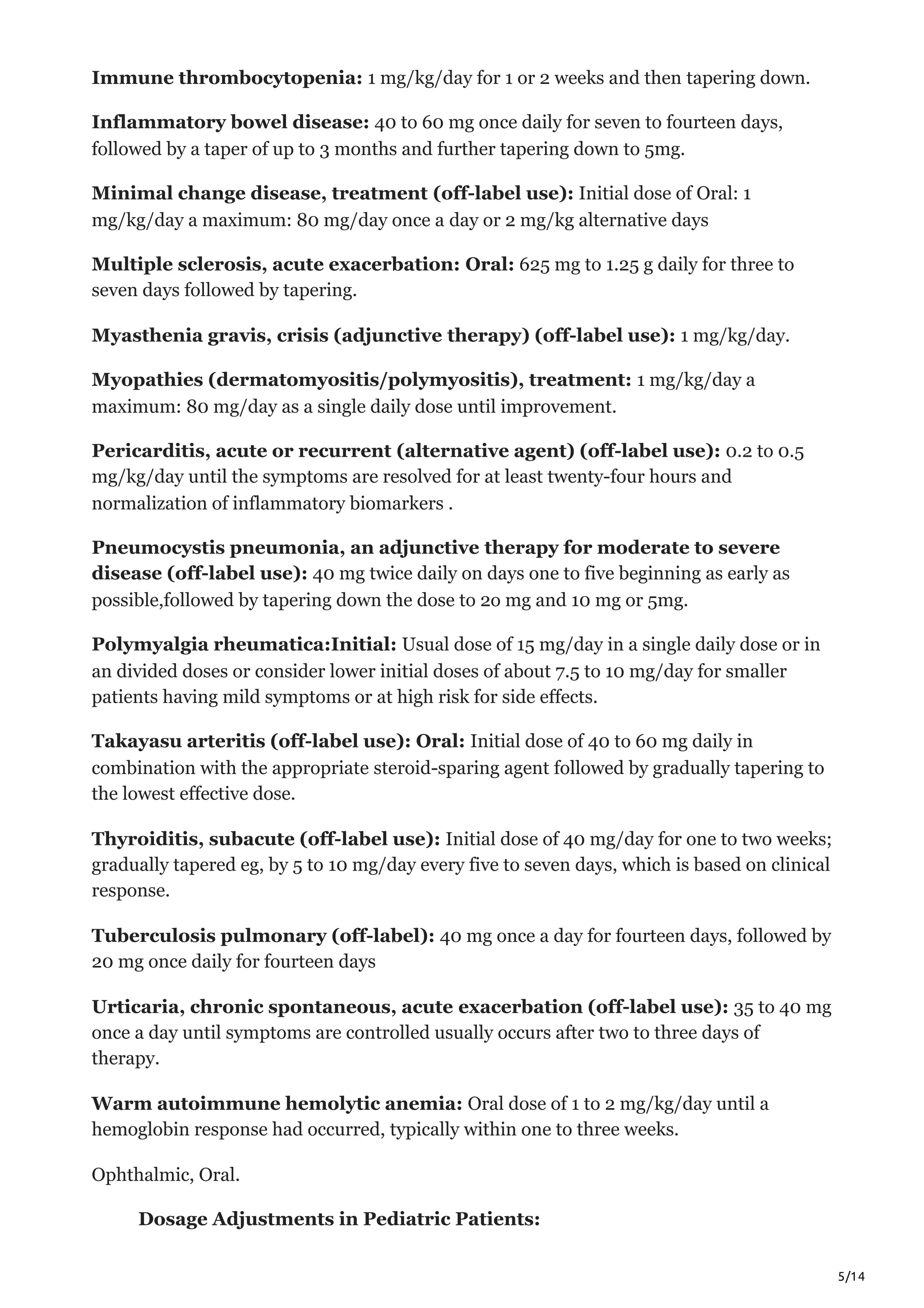 Prednisone: Indications, Uses, Dosage | PDF