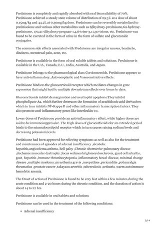 Prednisone: Indications, Uses, Dosage | PDF