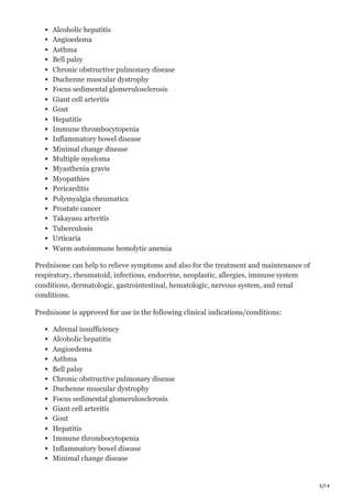 Prednisone: Indications, Uses, Dosage | PDF
