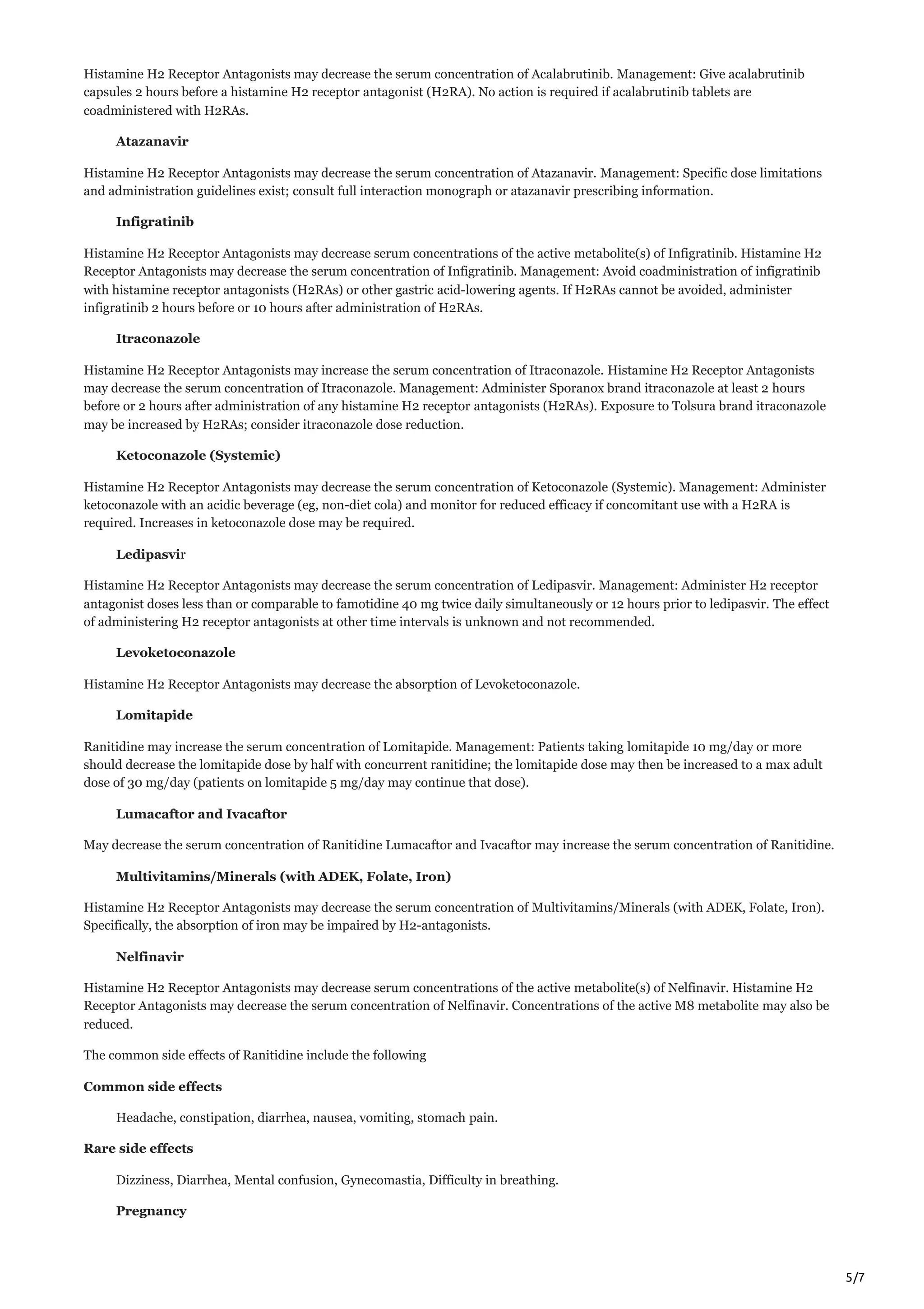 Ranitidine : Indications, Uses, Dosage | PDF