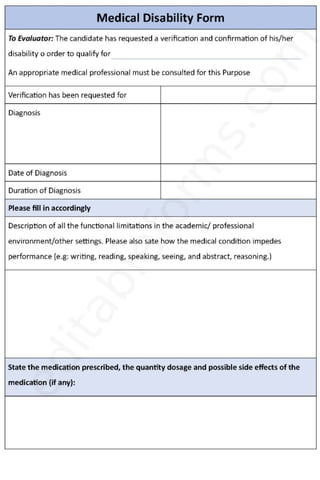 Medical Disability Fillable PDF Template | PDF