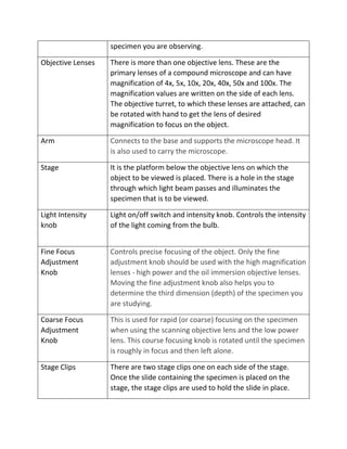 Medical dissection lab optical microscope | DOCX