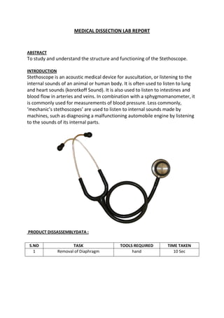 Medical dissection lab stethoscope | DOCX | Ear, Nose and Throat Conditions | Diseases and ...