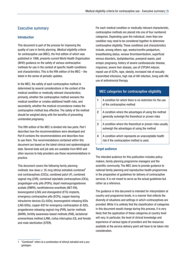 Medical eligibility criteria for contraceptive | PDF | Birth Control ...