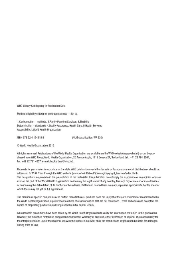 Medical eligibility criteria for contraceptive | PDF | Birth Control ...