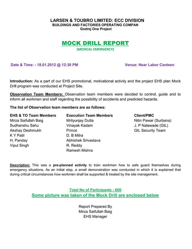 Medical emergency mock drill | PDF