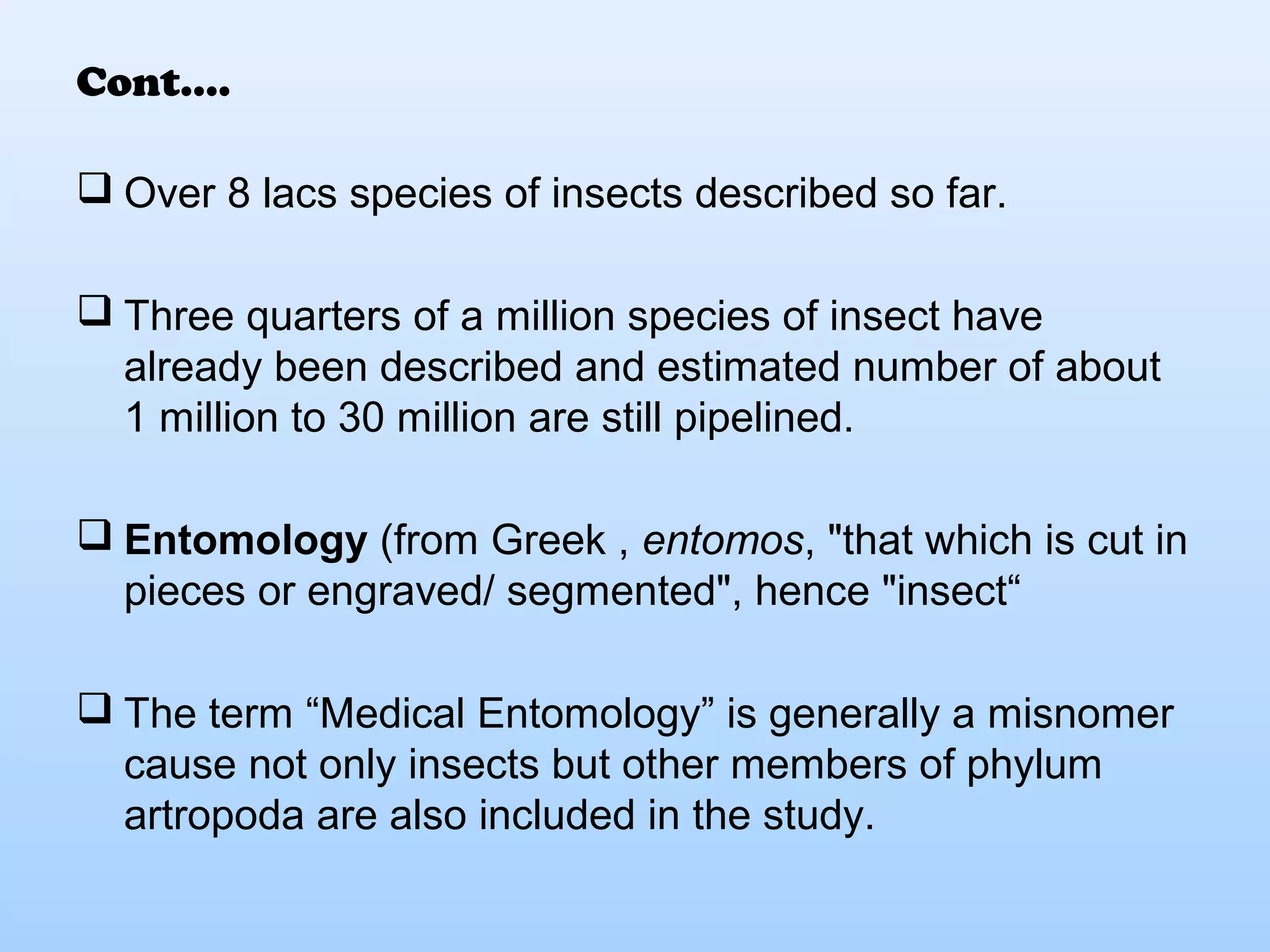 Medical entomology and vector bionomics | PPT