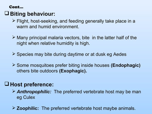 Medical entomology and vector bionomics | PPT