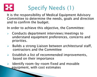 Medical equipment planning by Eng aouididi mohamed salah | PPTX