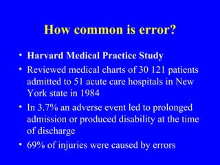 Reducing Medical Error and increasing patient safety Reducing Medical ...