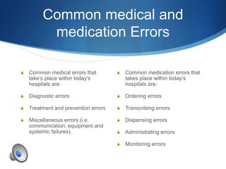 Medical Errors within the U.S. Healthcare System | PPTX