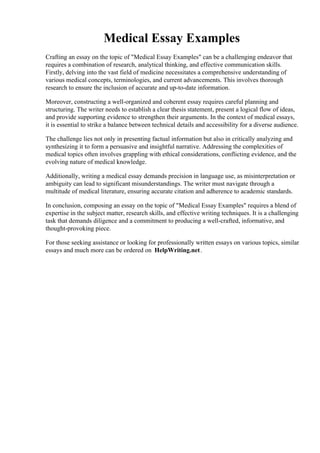 Medical Essay Examples | PDF