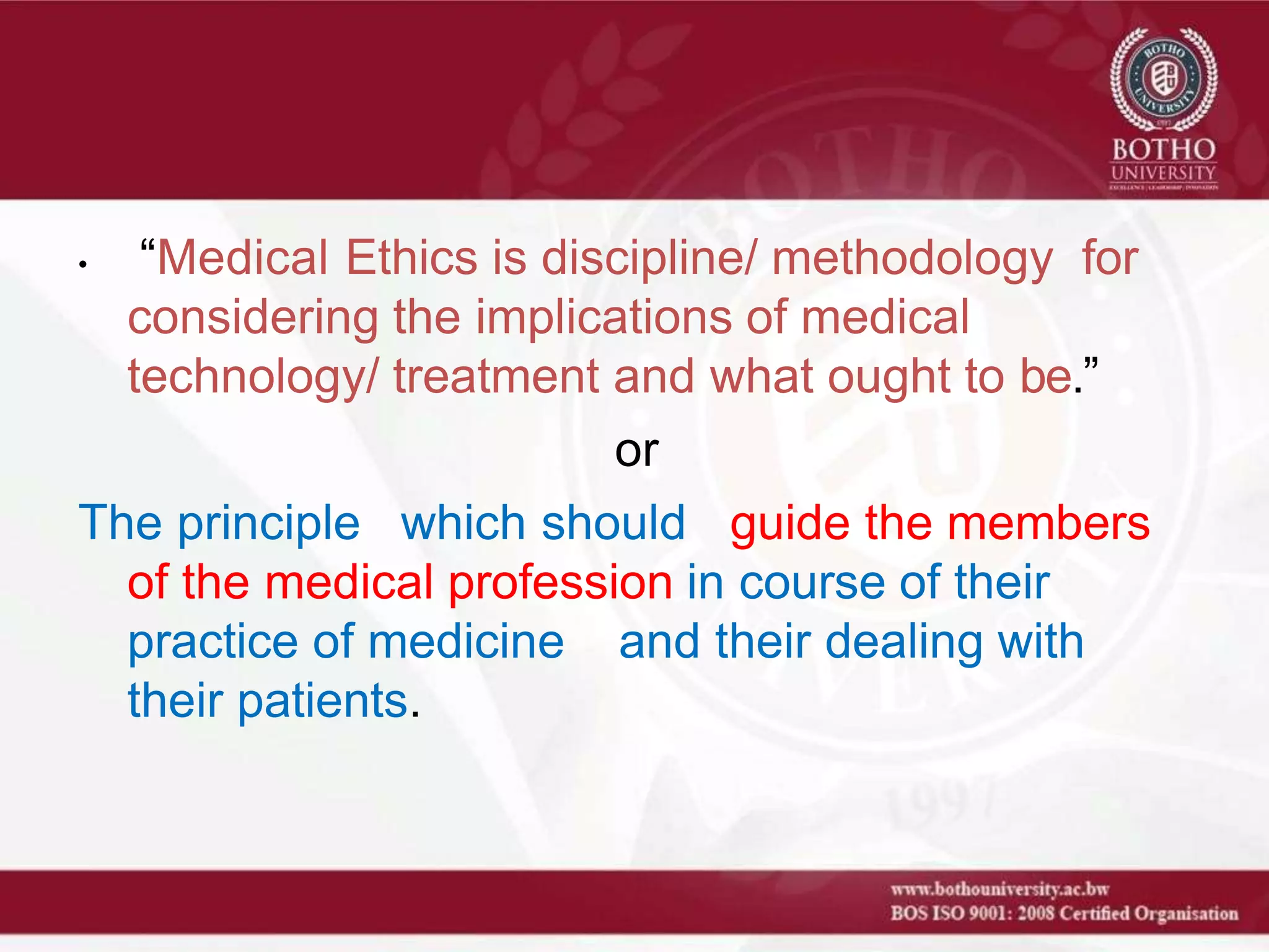 Medical ethics goal scope | PPTX