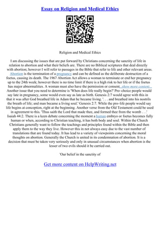 Medical Ethics Essay | PDF
