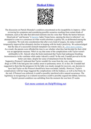 Medical Ethics Essay | PDF