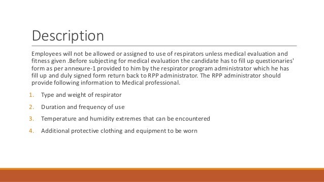 Respiratory Protection Medical Evaluation