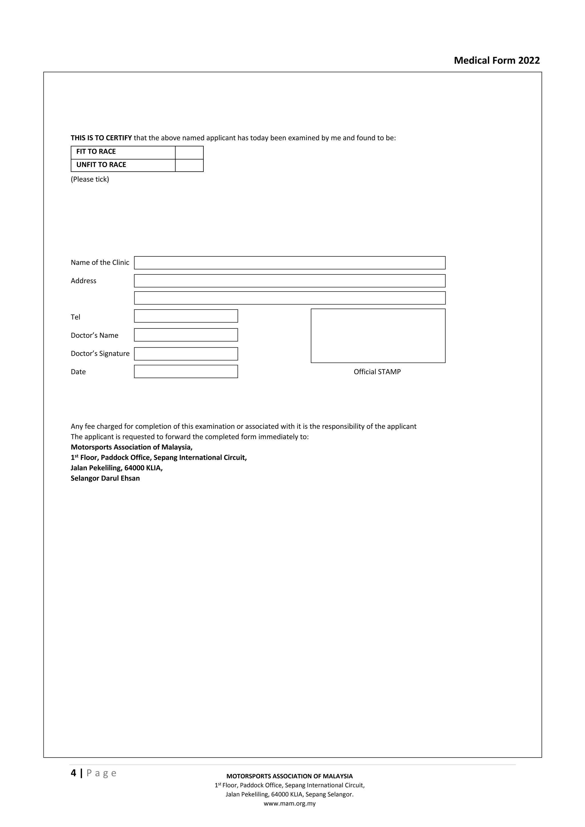 MAM Motorsport License Medical examination form 2022 | PDF | Heart and ...