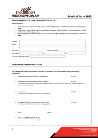 MAM MOTORSPORTS MALAYSIA Medical Examination Form.pdf