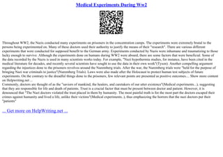 Medical Experiments During Ww2 | PPT