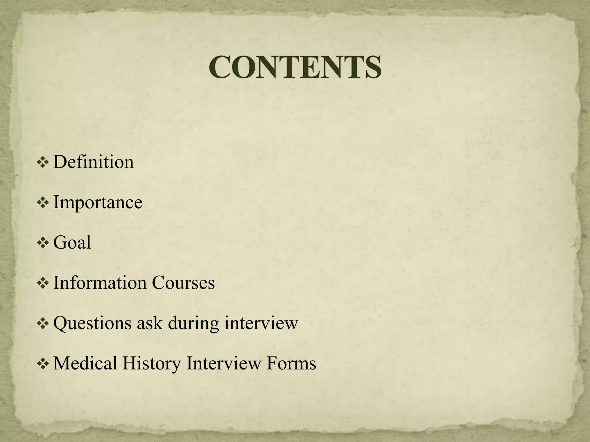 Medical history interview | PPTX