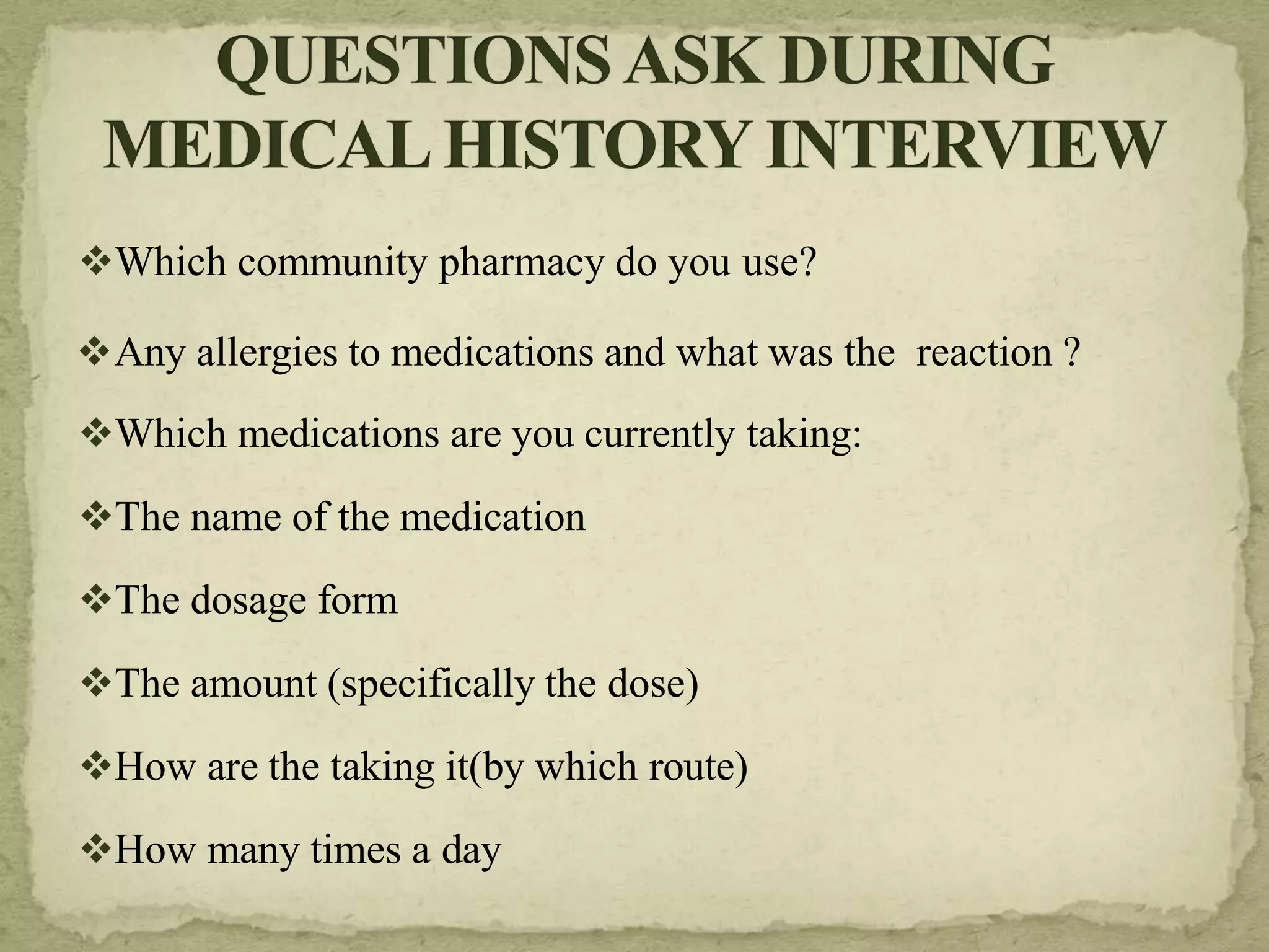 Medical history interview | PPTX