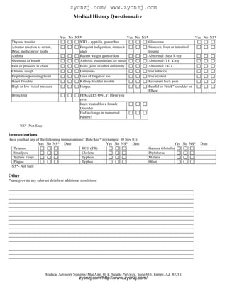 Medical history questionnaire | PDF